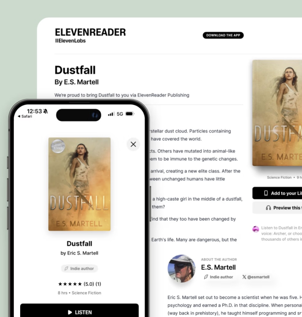 ElevenReader Publishing, plataforma de publicación de audiolibros